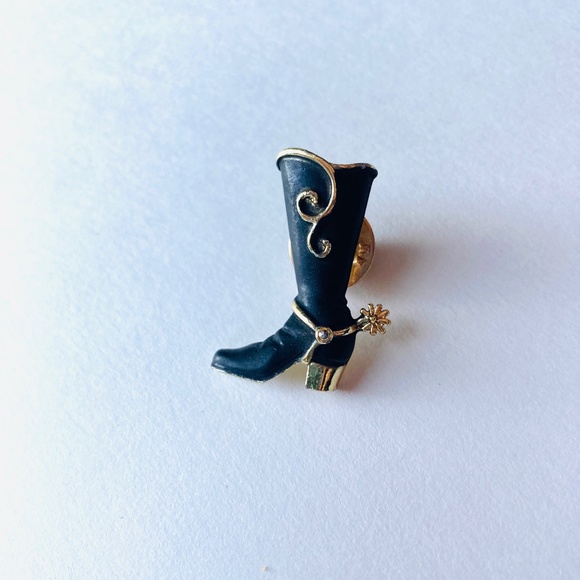 Western | Jewelry | Vintage Cowboy Boot Black Enamel Gold Tac Pin ...